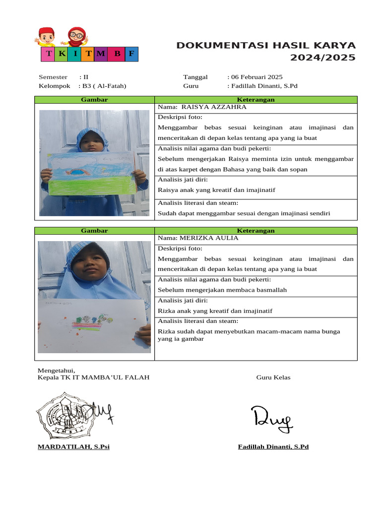 Dokumentasi Hasil Karya Anak TK | PDF