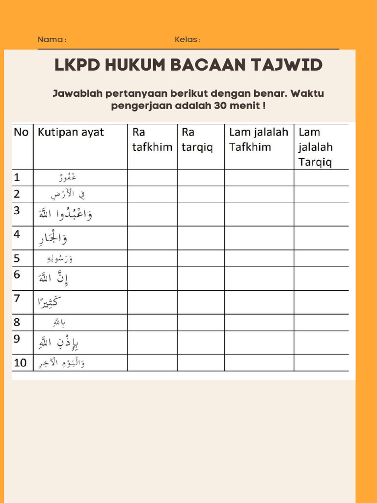 LKPD Tajwid | PDF