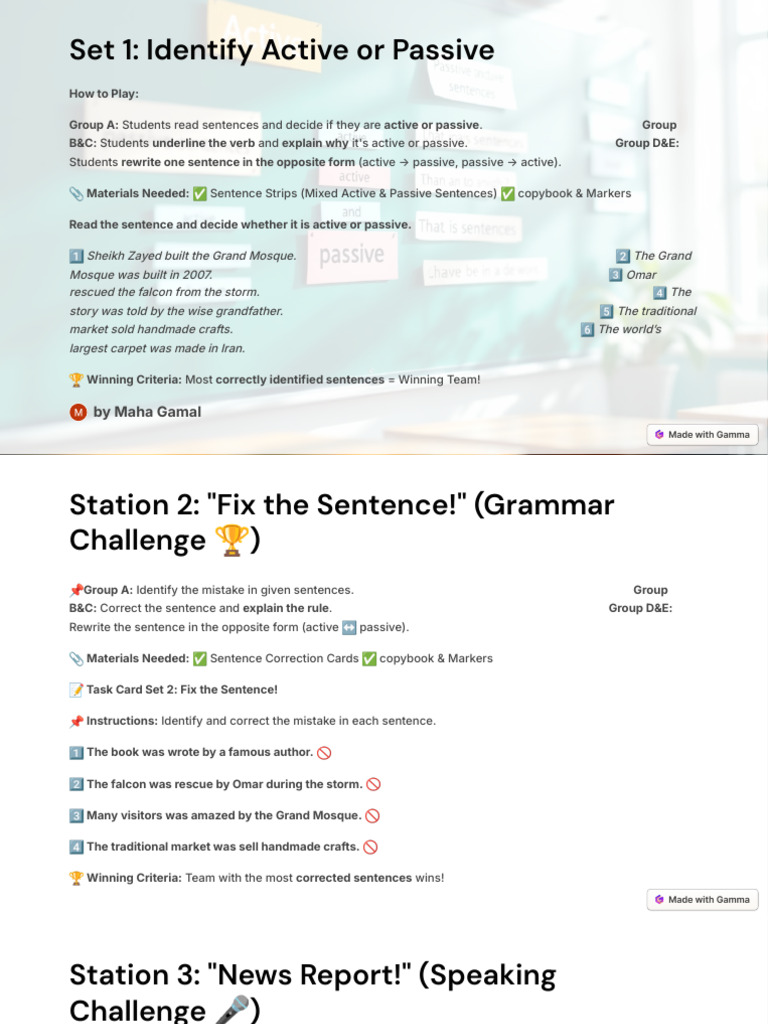 Set 1 Identify Active or Passive | PDF