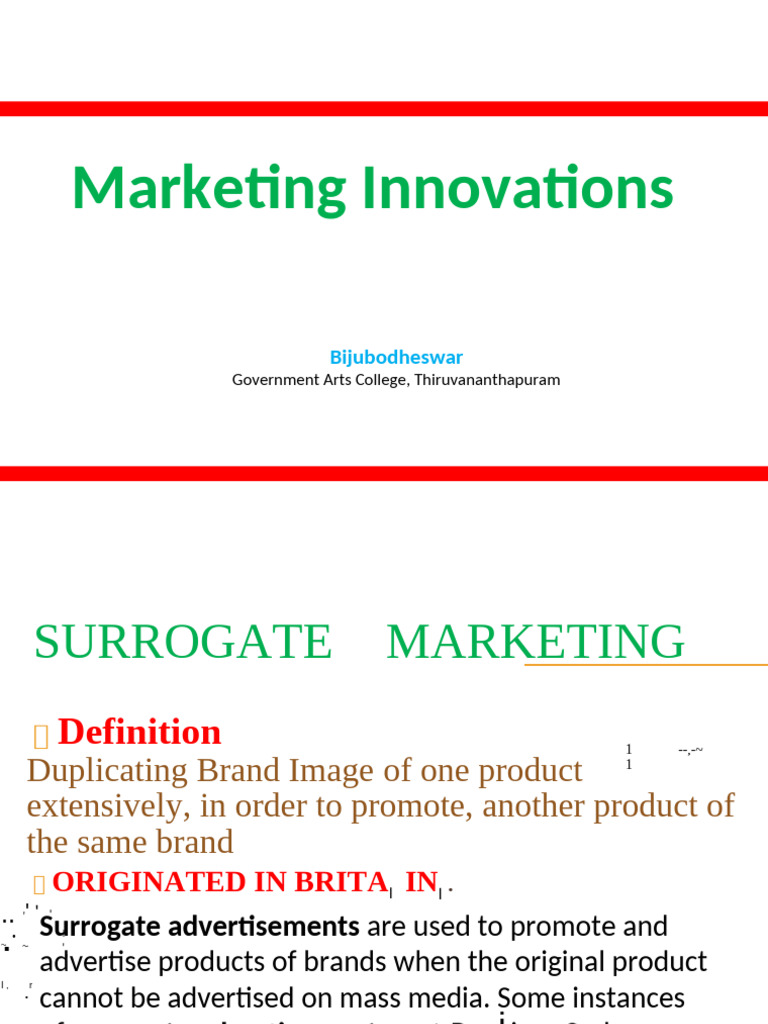 Innovative Marketing - Surrogate Marketing Class Room | PDF