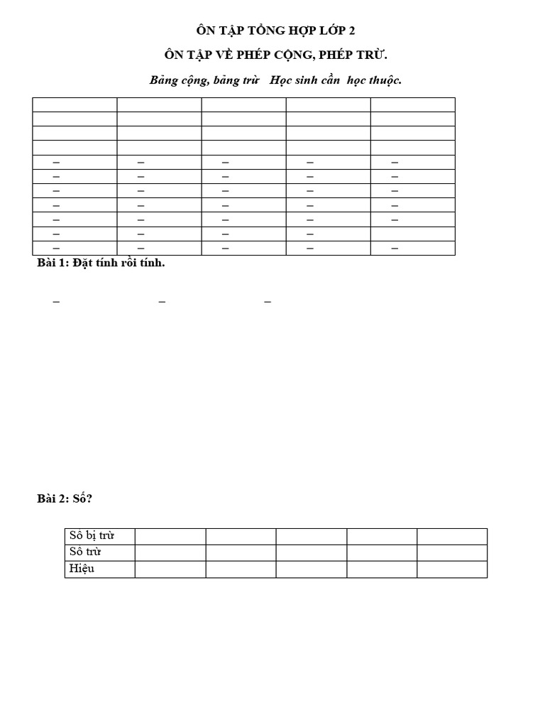 ÔN TẬP TOÁN + TV LỚP 2 GK2 | PDF