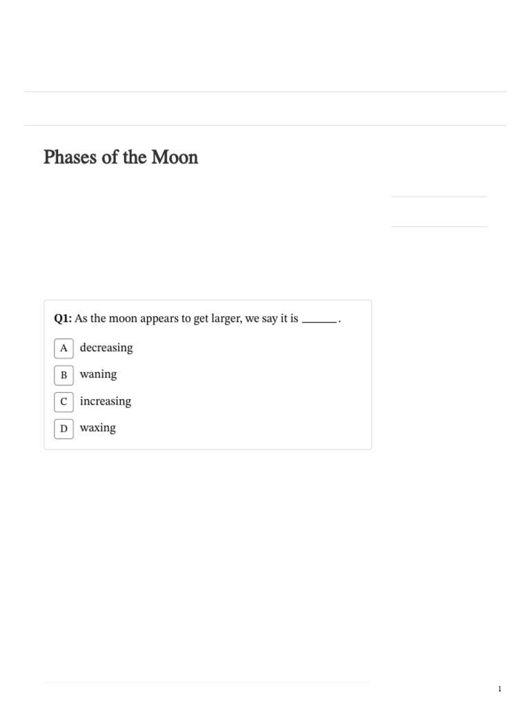 Phases of The Moon-Worksheet 1 | PDF | Moon | Periodic Phenomena