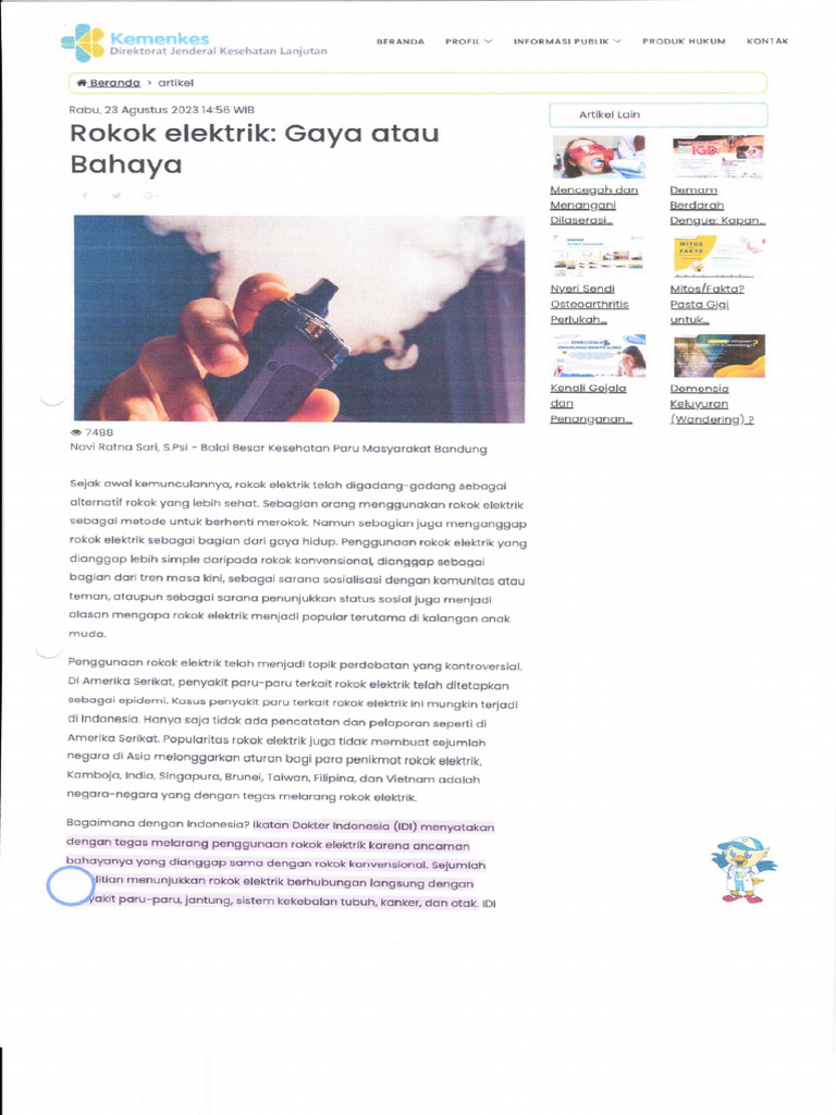 Bahaya Rokok Elektrik | PDF
