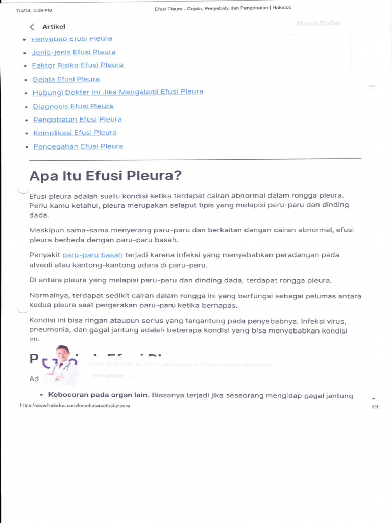 Efusi Pleura | PDF