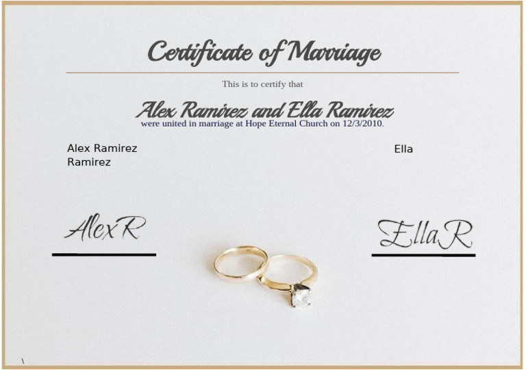 Alex-Ramirez Ella Ramirez Marriage Certificate | PDF