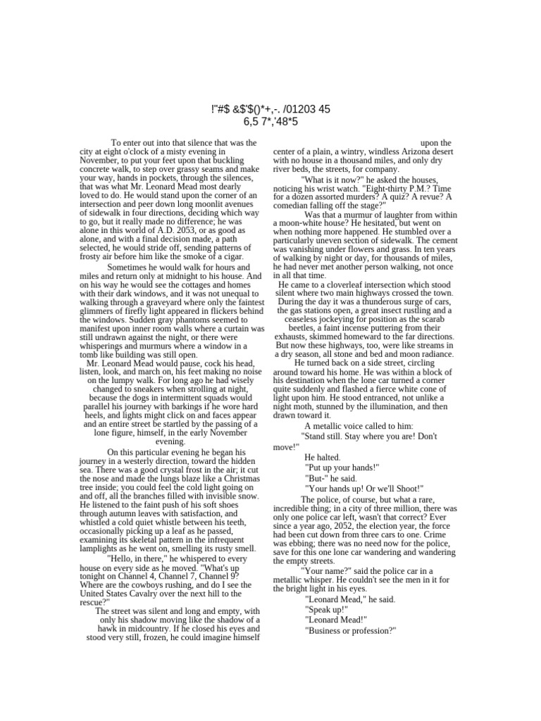 Pedestrian Short Story | PDF | Ray Bradbury