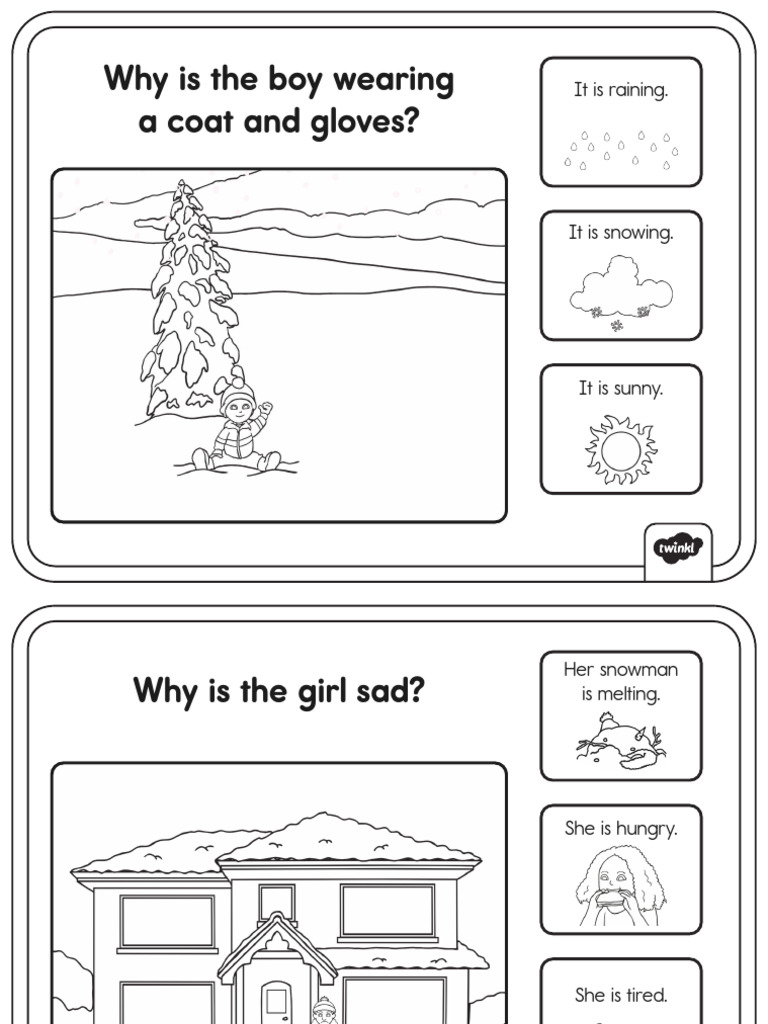 BW Winter Cause and Effect Scene and Question Cards | PDF