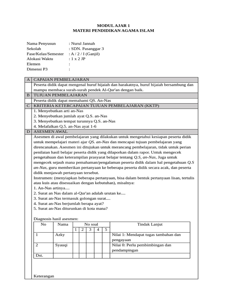 Modul Ajar Observasi Kelas 2 Semester Ganjil | PDF
