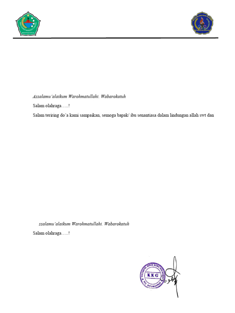 Undangan Senam Bersama Guru Olahraga | PDF