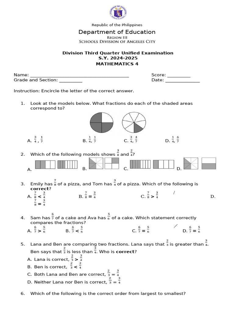 Third Quarter - Mathematics 4-TQ | PDF | Mathematics