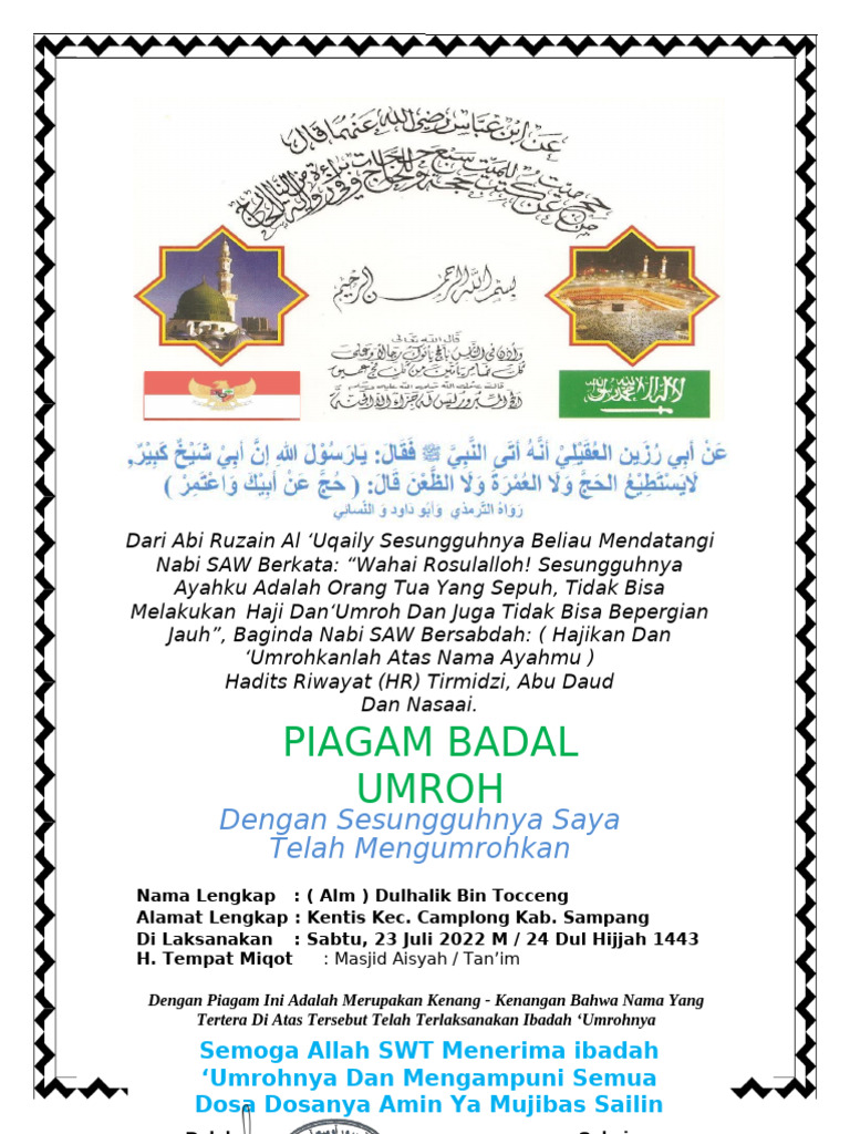 Piagam Badal Umroh - Abu Azam | PDF