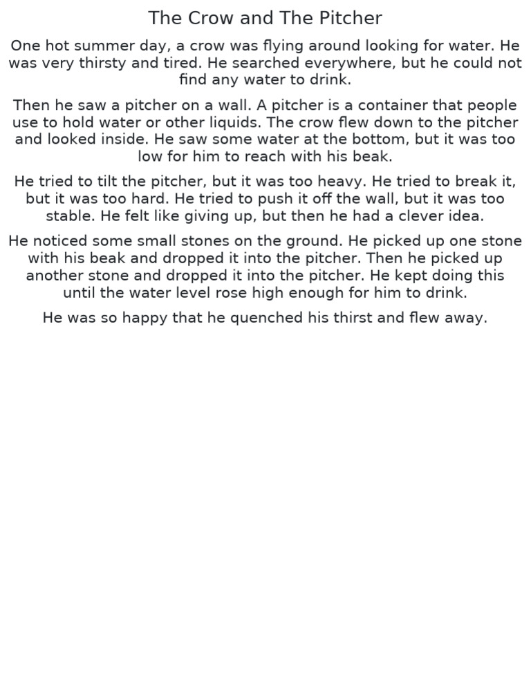 The Crow and The Pitcher | PDF