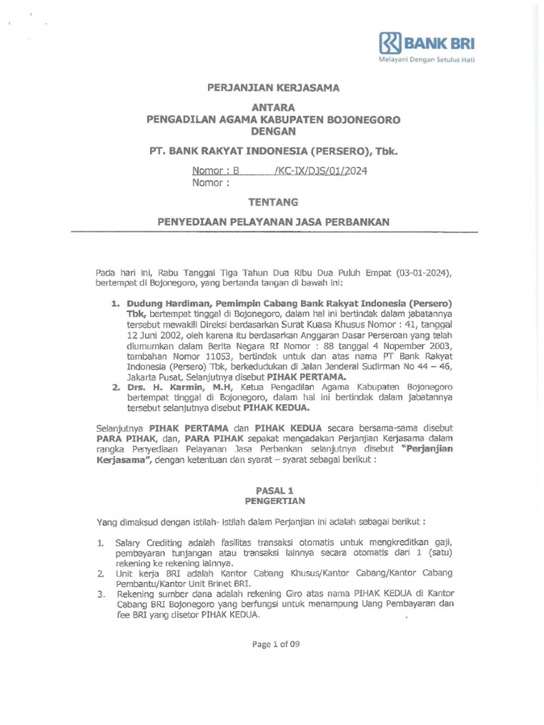 MoU - Payroll BRI 2 | PDF