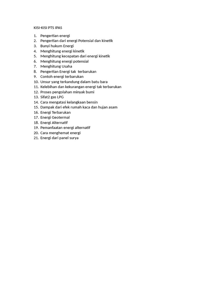 Kisi-Kisi Ipas | PDF