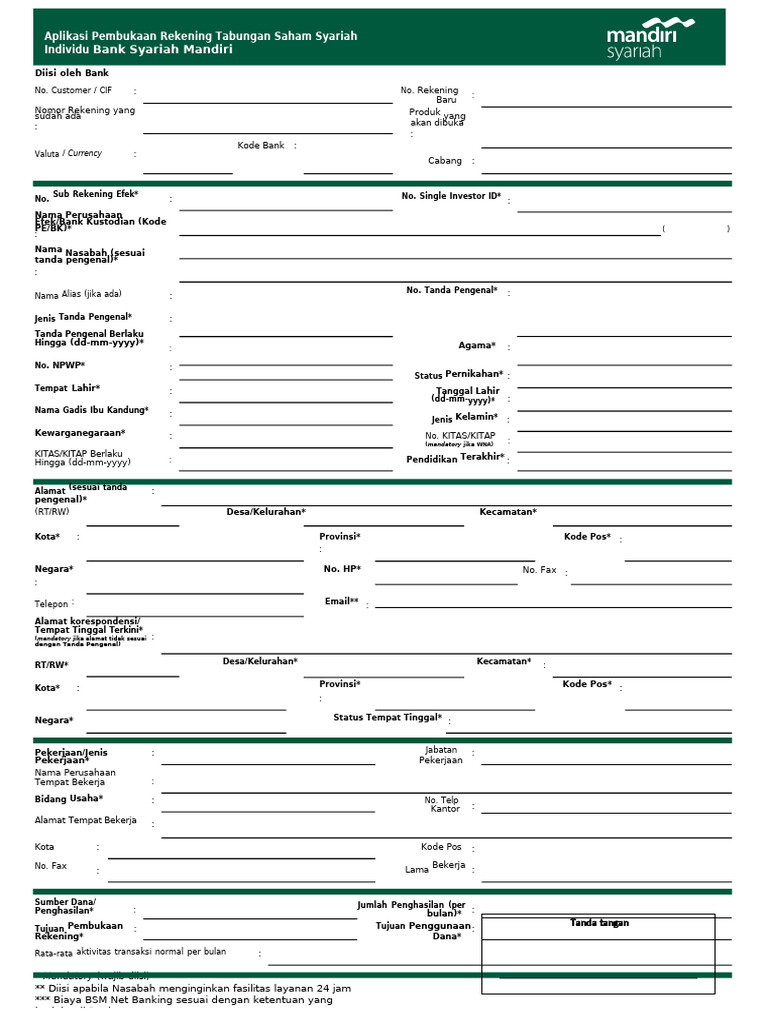 Aplikasi Pembukaan Rekening Tabungan Saham Syariah Individu | PDF