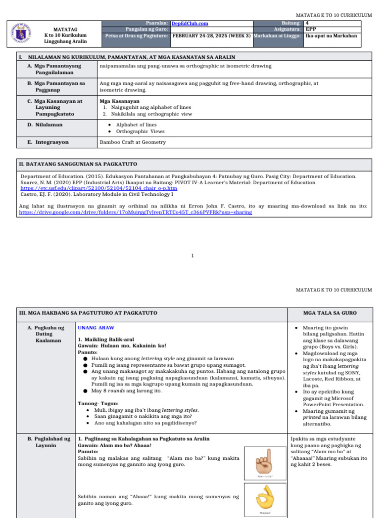DLL Matatag - Epp 4 Q4 W3 | PDF