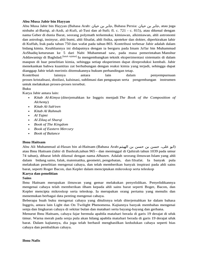 Abu Musa Jabir Bin Hayyan | PDF