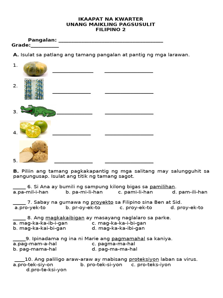Q4 1st Summative Test Filipino | PDF