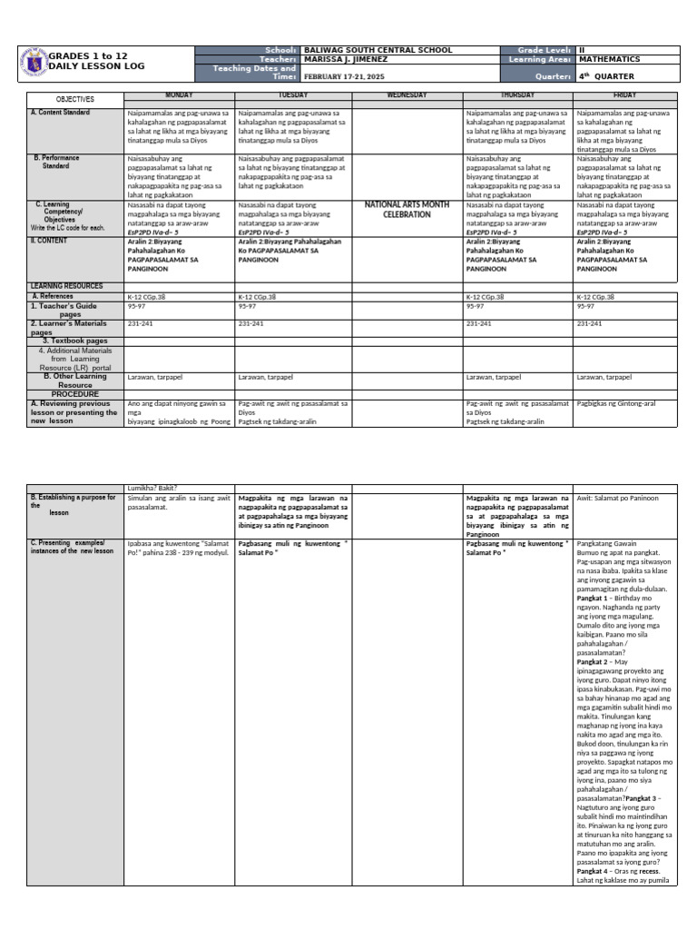 Week 3 Fourth Quarter Grade 2 | PDF