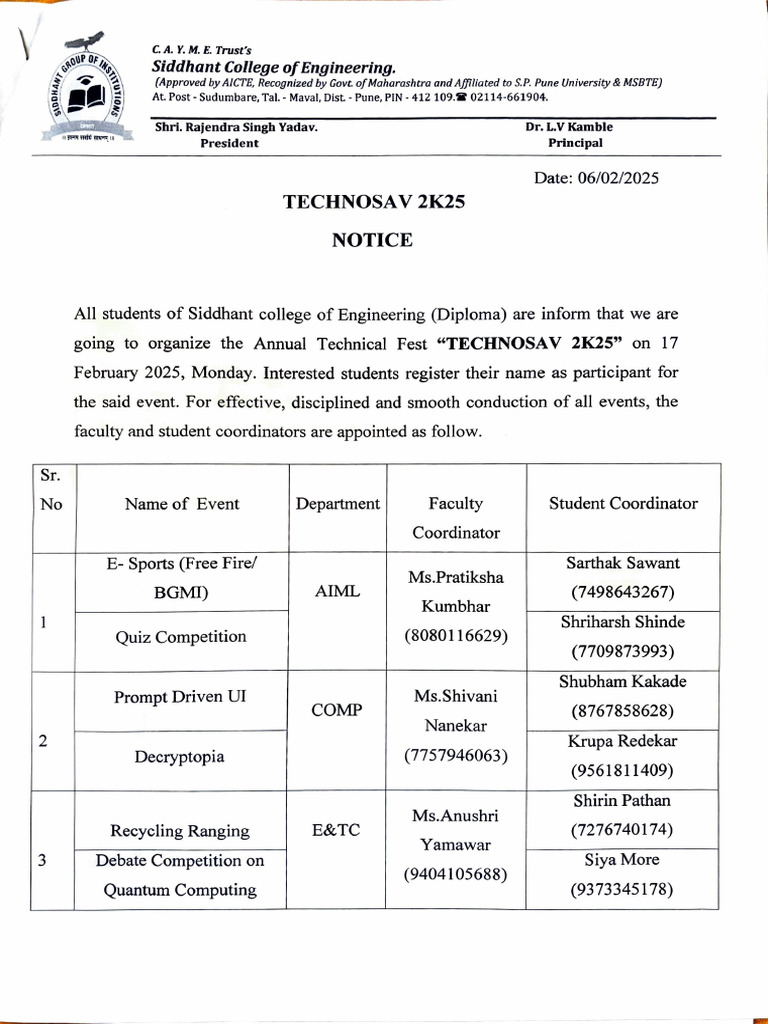 TECHNOSAV 2K25(Diploma) | PDF