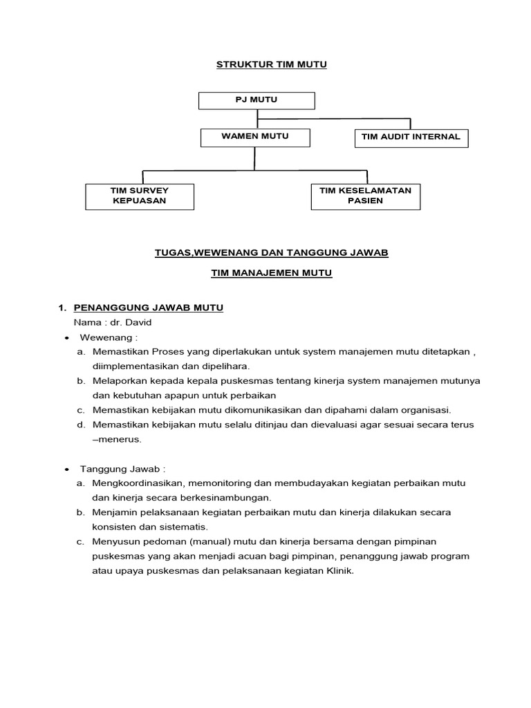 Struktur-Tim-Mutu-Baru New | PDF