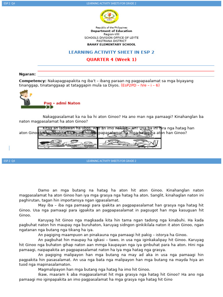 Las Esp Quarter 4 Week 1 | PDF