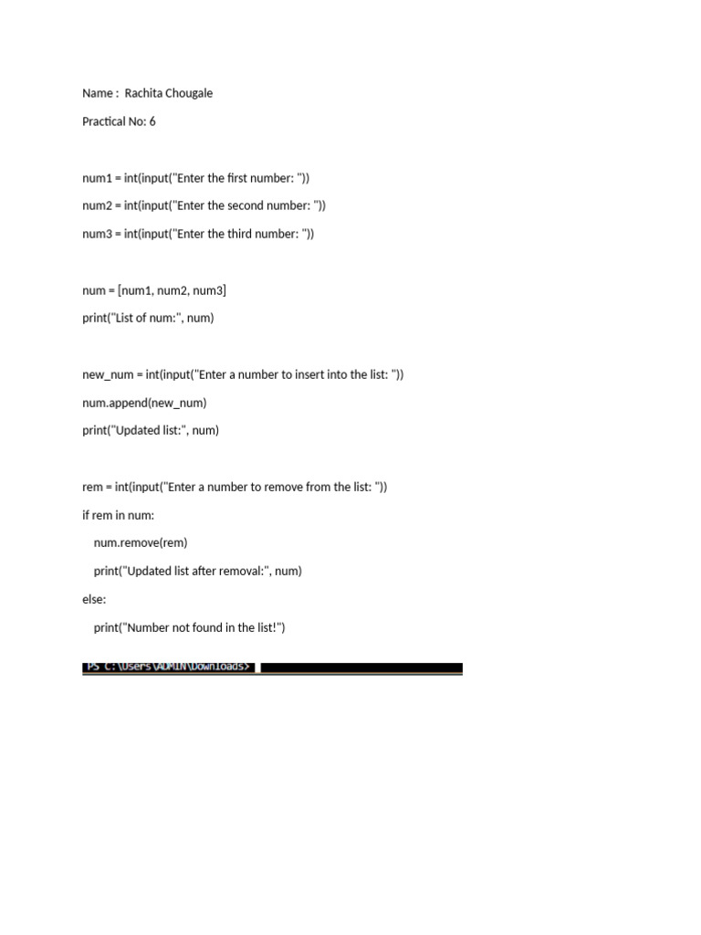 Python List Manipulation Script | PDF