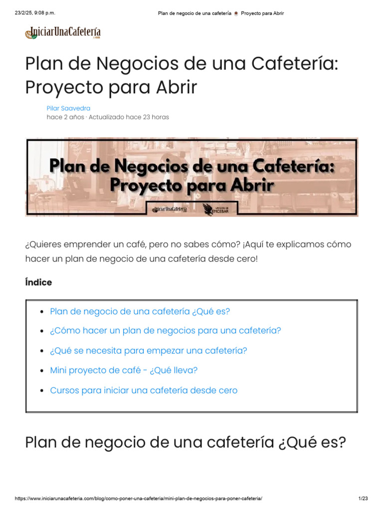 Plan de Negocios para Cafetería | PDF | Plan de negocios | Marketing