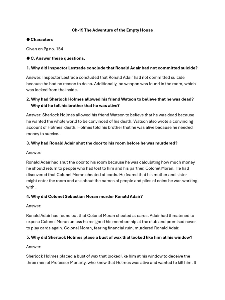 Ch-19 Q-Ans | PDF | Literary Archetypes | Detective Fiction