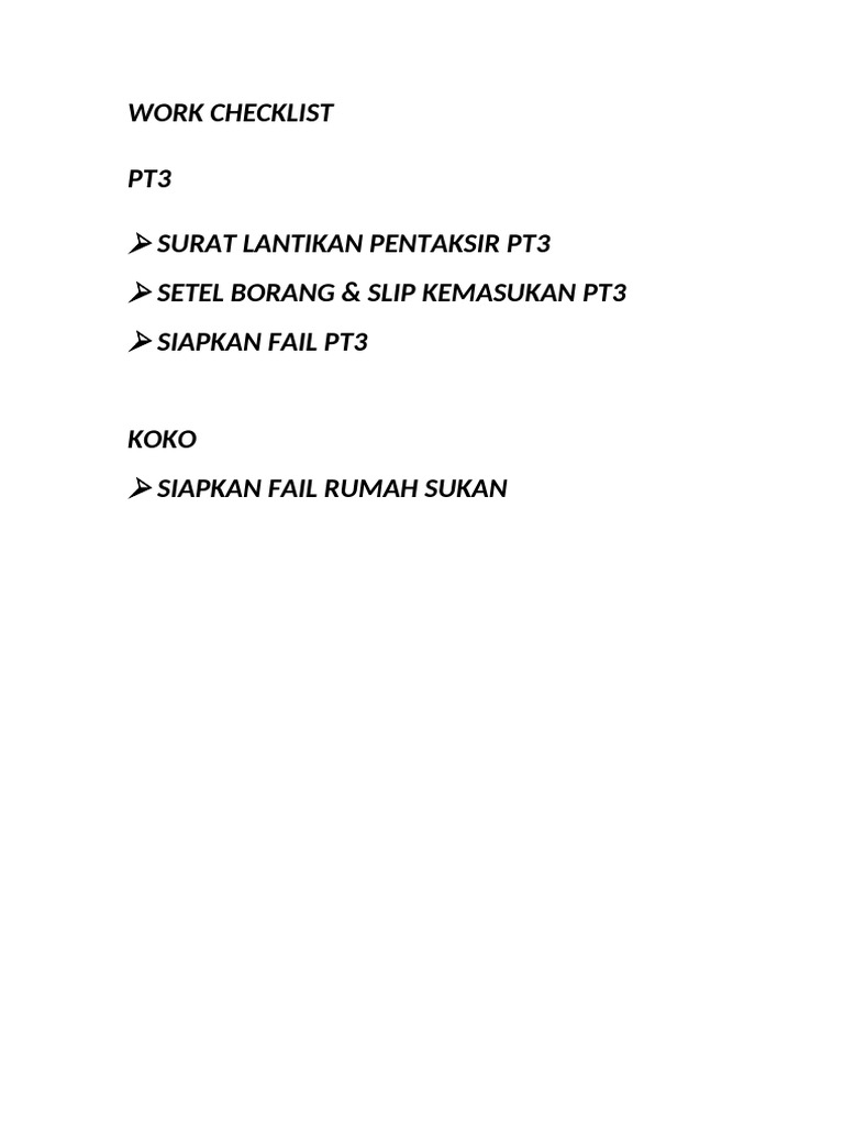 Work Checklist | PDF