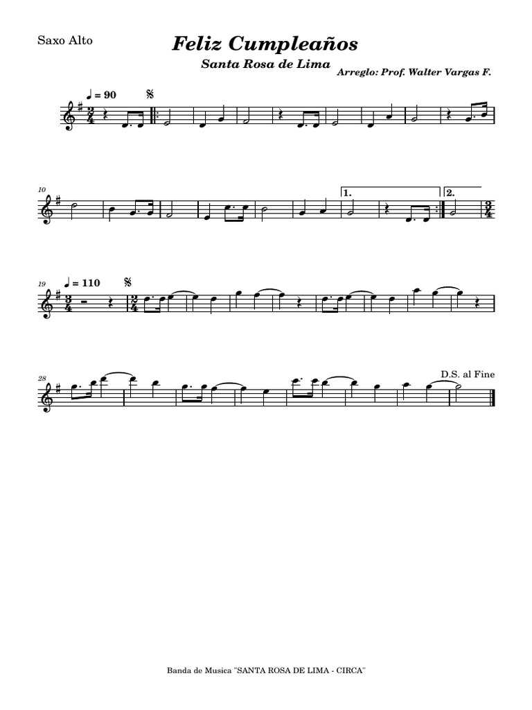 Feliz Cumpleaños-Saxofón - Alto | PDF