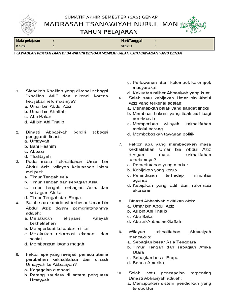 Template SAS Genap 2024 | PDF