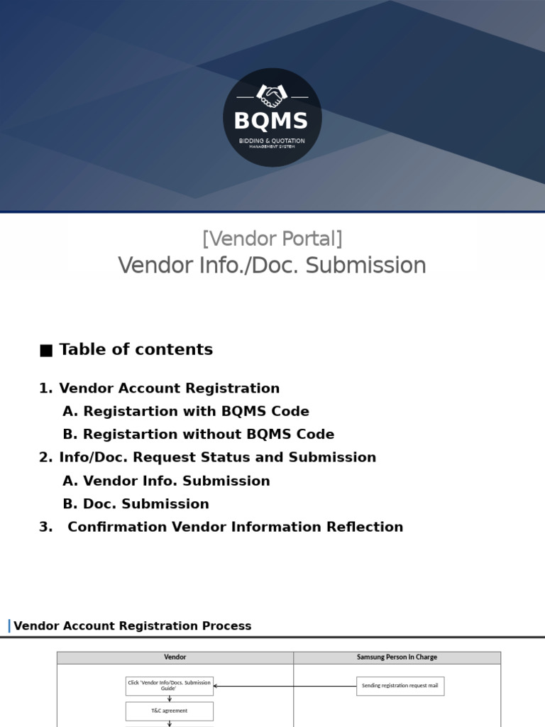 Samsung BQMS Vendor Registration Guide | PDF | Computing