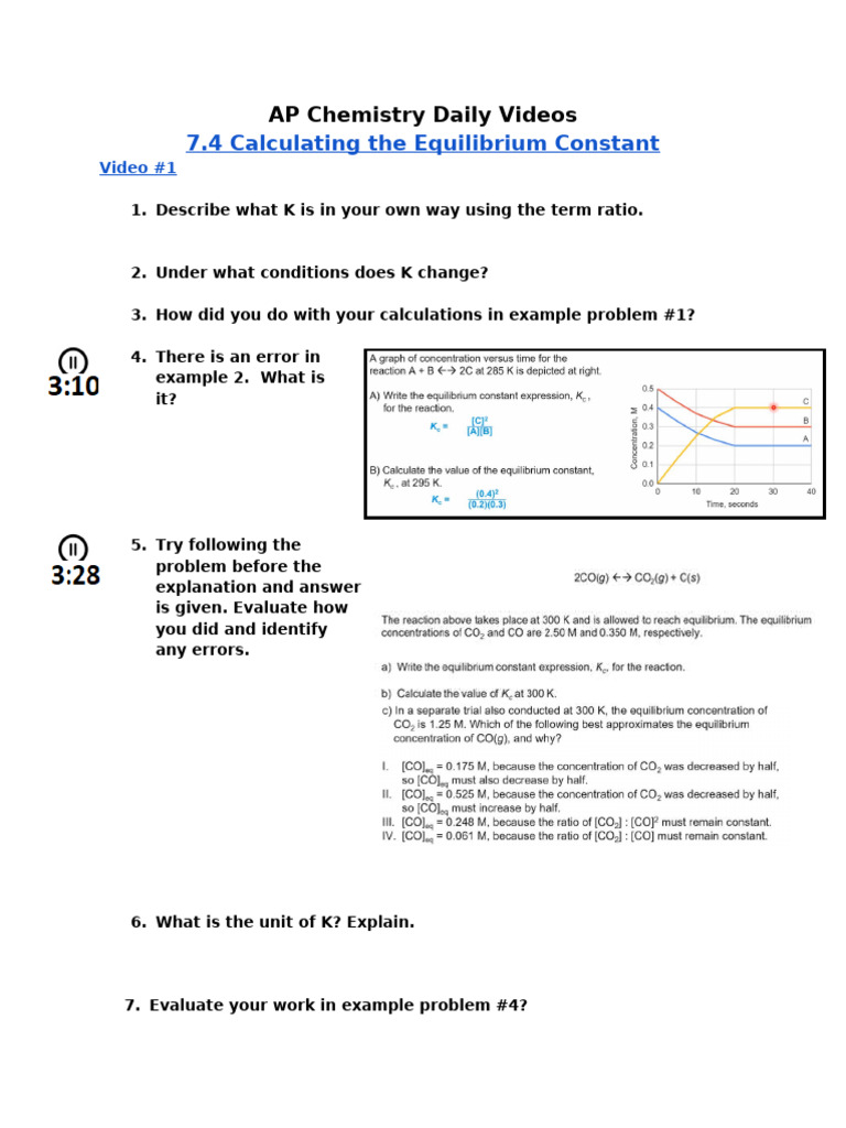Copy+of+7 4+Calculating+the+Equilibrium+Constant | PDF