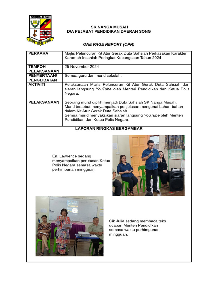 Peluncuran Duta Sahsiah 2024 | PDF