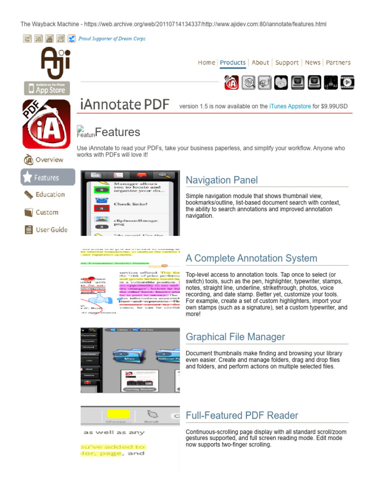 iAnnotate PDF Reader Features Overview | PDF | Annotation | World Wide Web