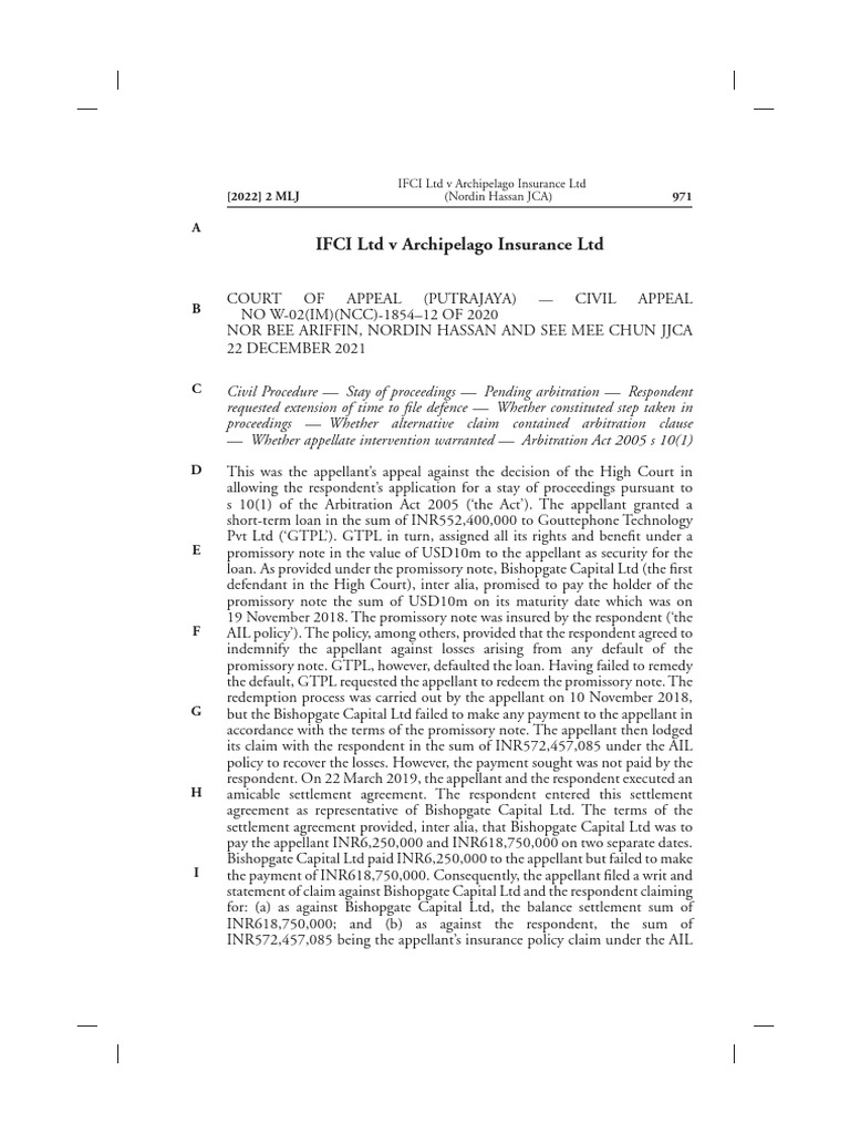 IFCI LTD V Archipelago Insurance LTD | PDF | Lawsuit | Arbitration