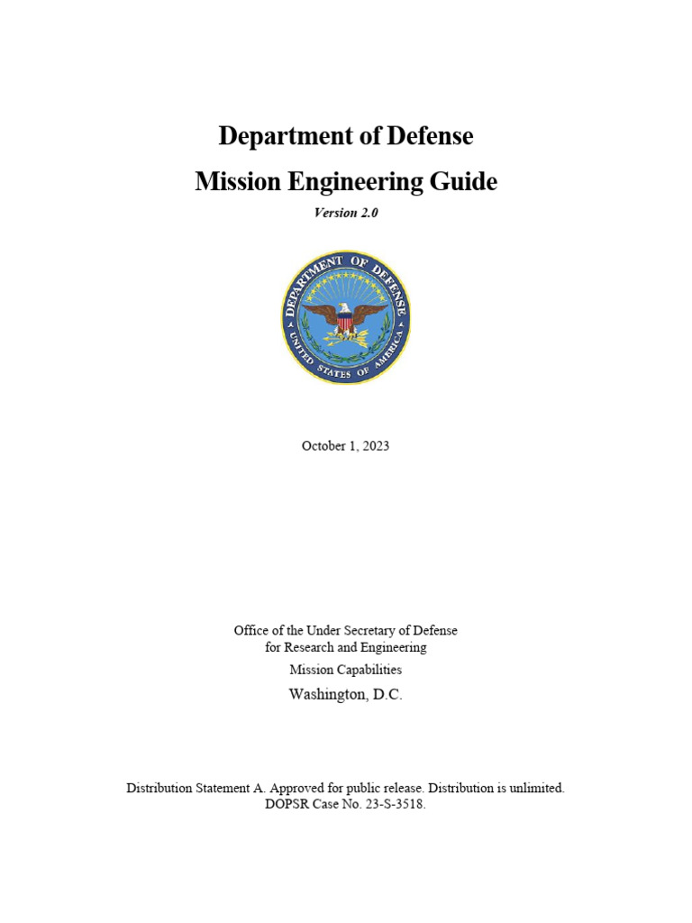 DoD Mission Engineering Guide | PDF | System | Engineering