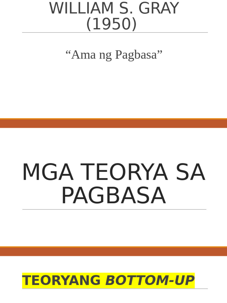 2 Mga Teorya Sa Pagbasa PPTTP | PDF