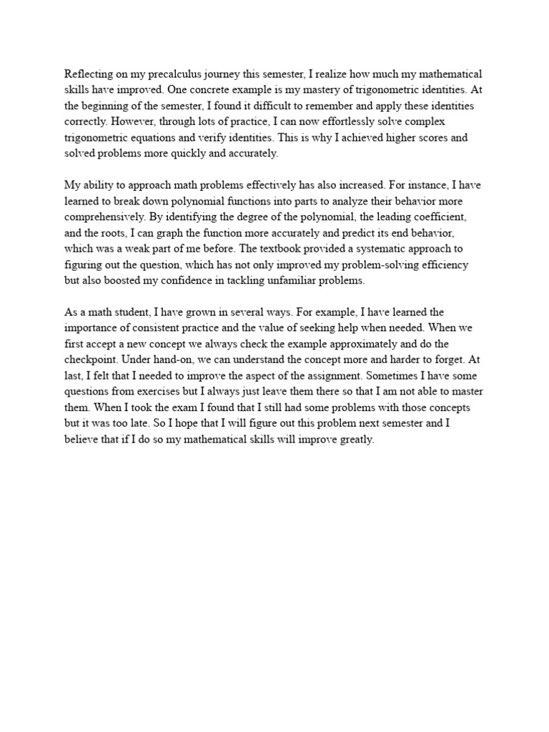 Reflection Math Precal - Google Docs | PDF