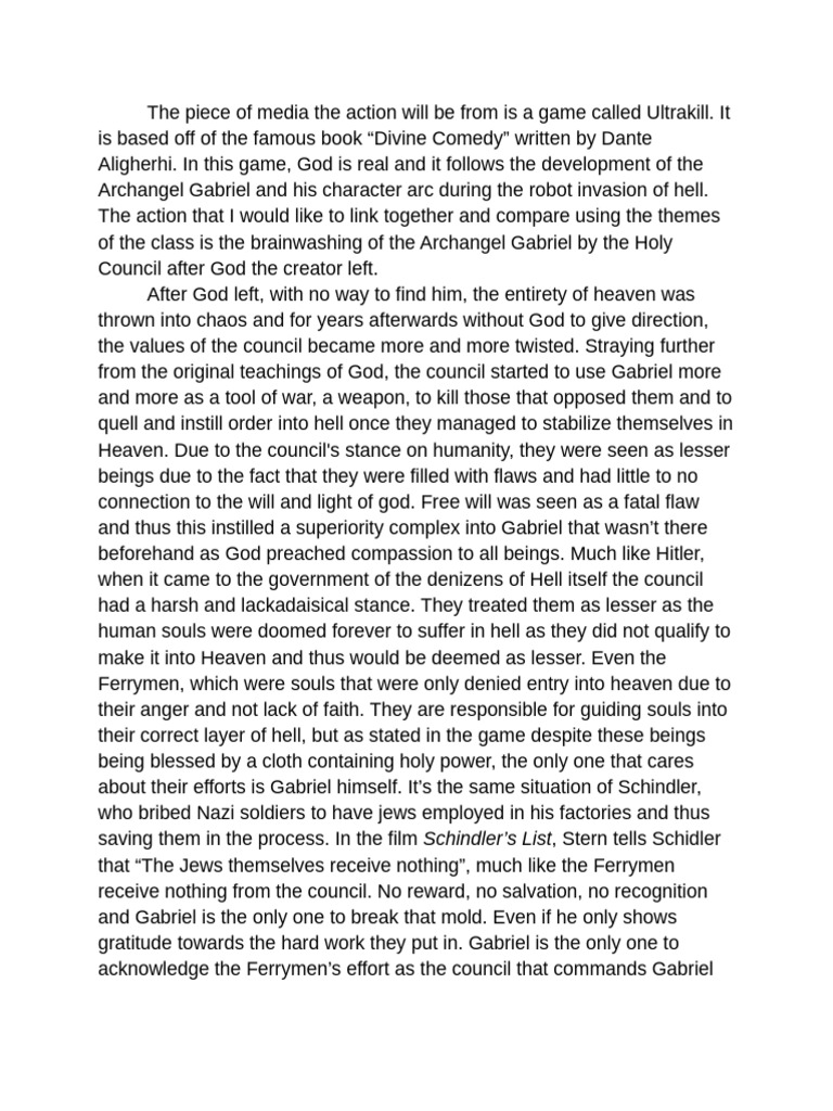 Ultrakill Essay Final | PDF | Hell | Religious Belief And Doctrine