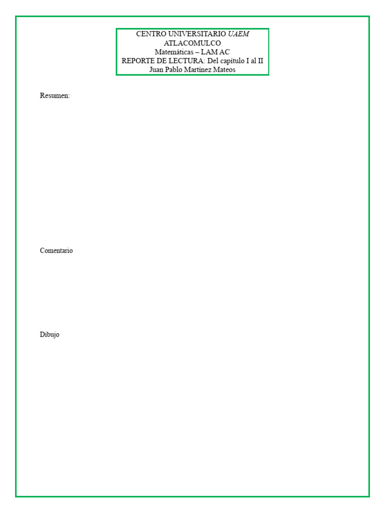 Hoja para Reporte de Lectura | PDF