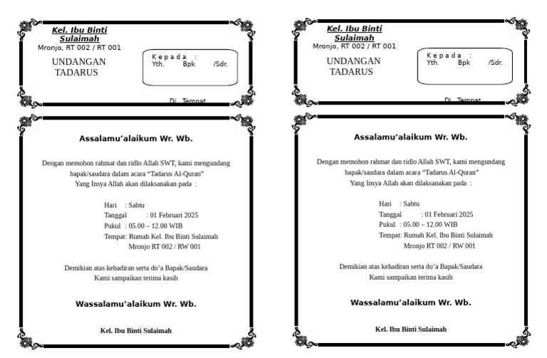 Undangan Tadarus Al-Quran 1 Feb 2025 | PDF