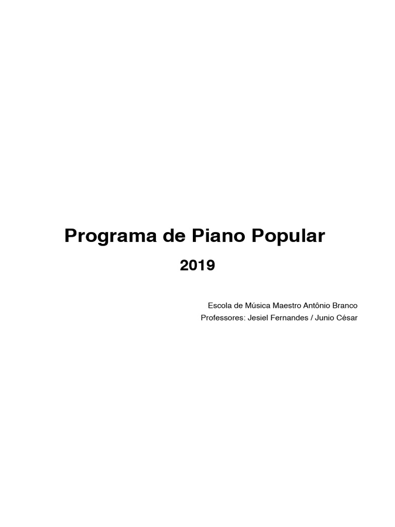 Programa de Piano Popular 2019 | PDF | Escala (música) | Acorde (música)