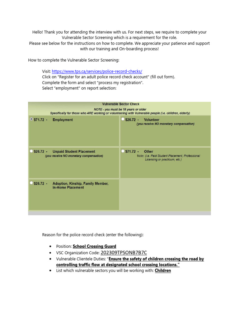 Crossing Guard Vulnerable Sector Check Guide PDF | PDF