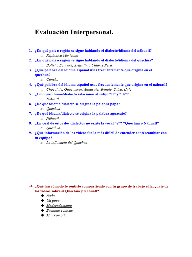 Interpersonal communication assesment on the inlfuence of Náhuatl and ...