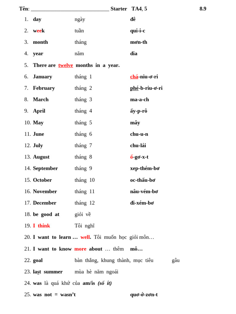 English-Vietnamese Vocabulary Guide | PDF