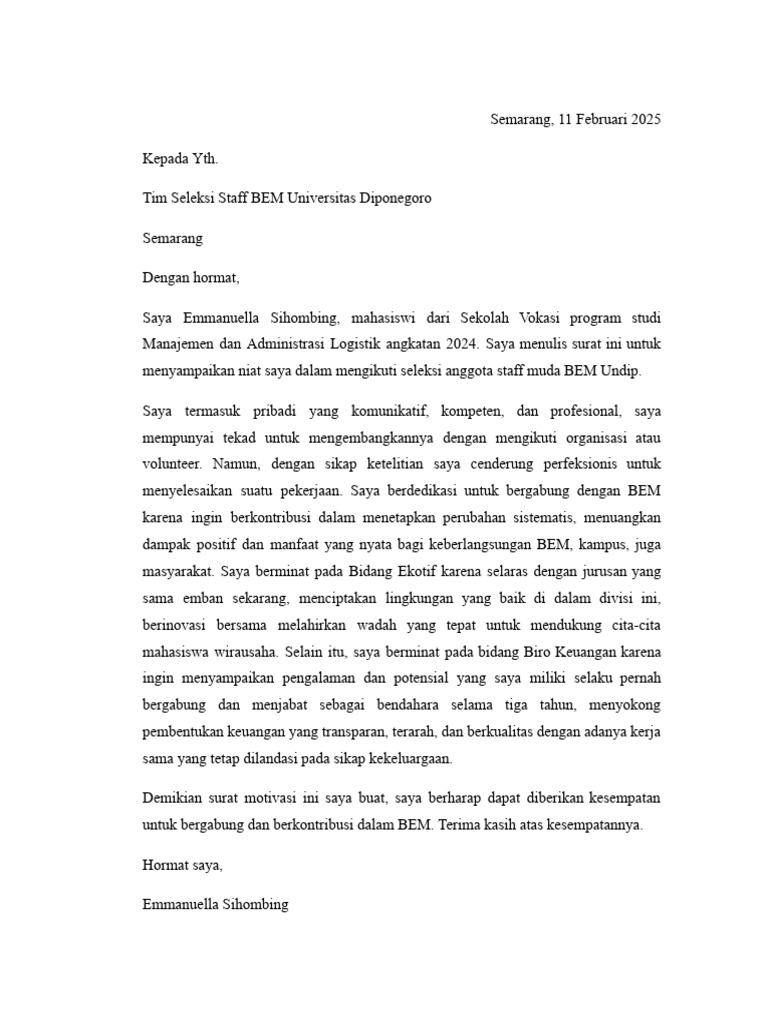 MOTIVATION LETTER BEM U (3) | PDF