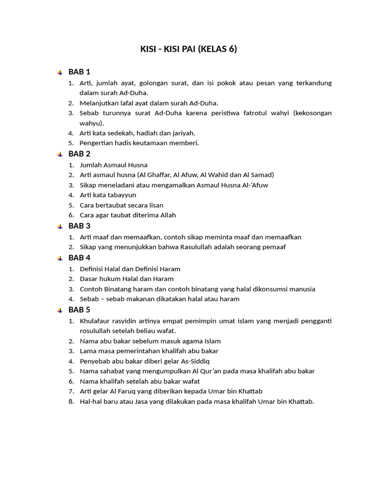 Kisi Kisi PAI 2024 | PDF