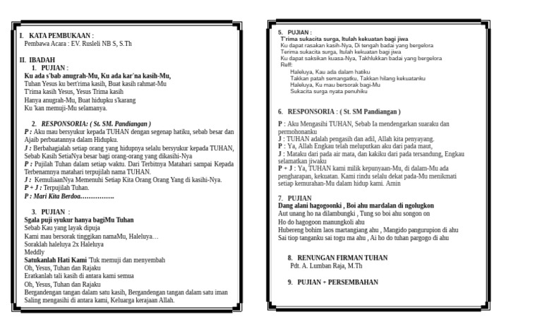 Tertib Acara Bona Taon STM Dos Roha Gaperta 2 | PDF